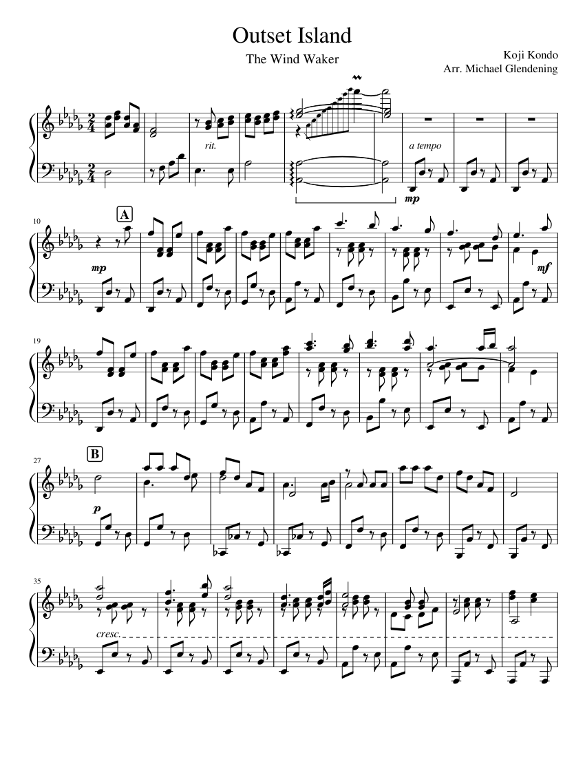 The Legend of Zelda: The Wind Waker - Outset Island Sheet music for ...