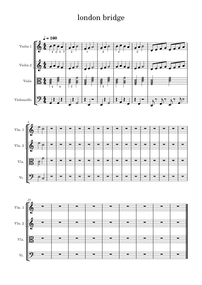 london_bridge Sheet music for Violin, Viola, Cello (String Quartet ...