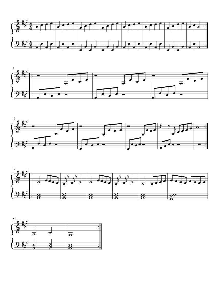 Exercises in A Sheet music for Piano (Solo) Easy | Musescore.com