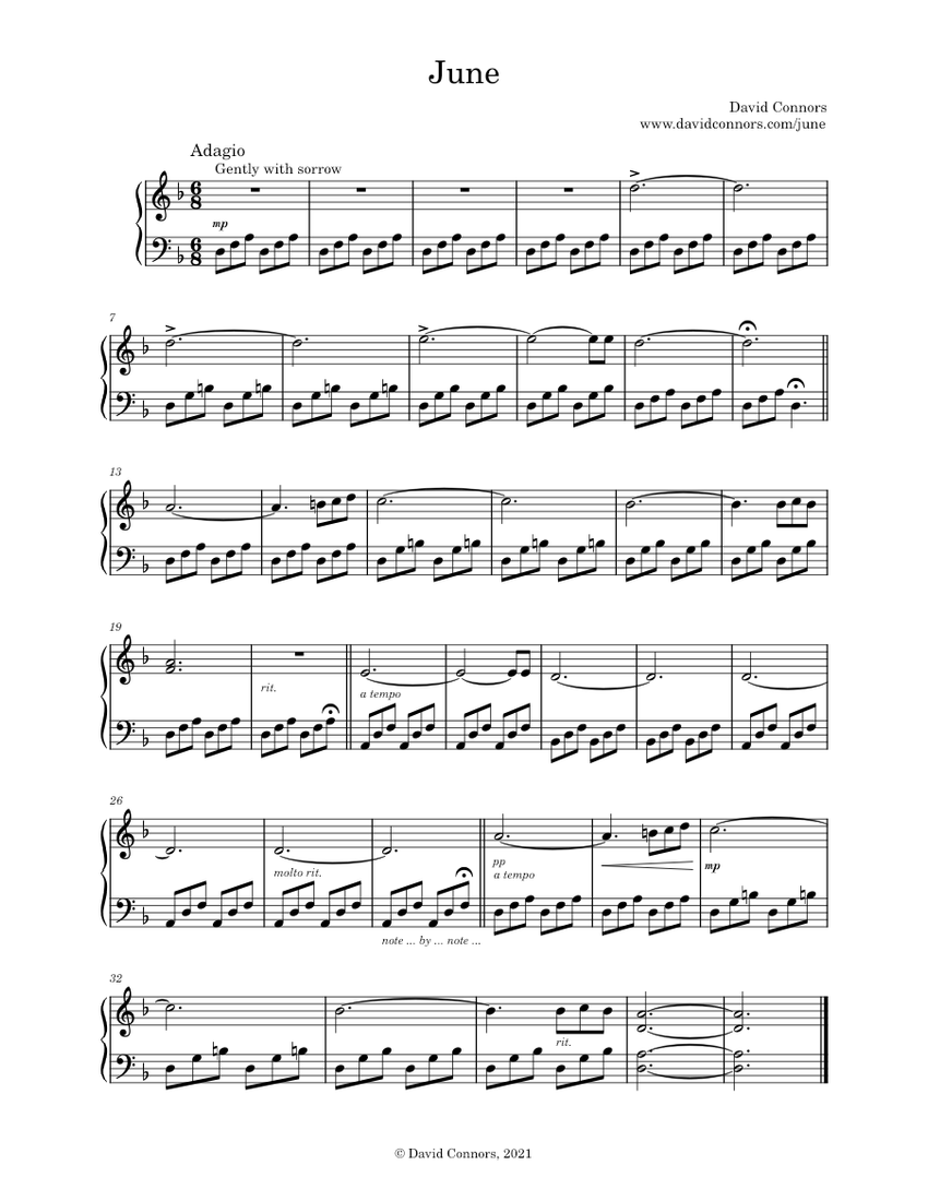 June Sheet music for Piano (Solo) Easy | Musescore.com