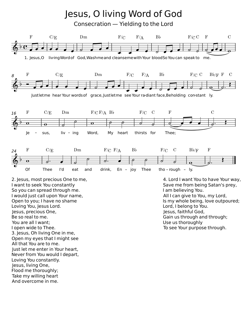 Jesus, O living Word of God Sheet music for Synthesizer (Solo ...