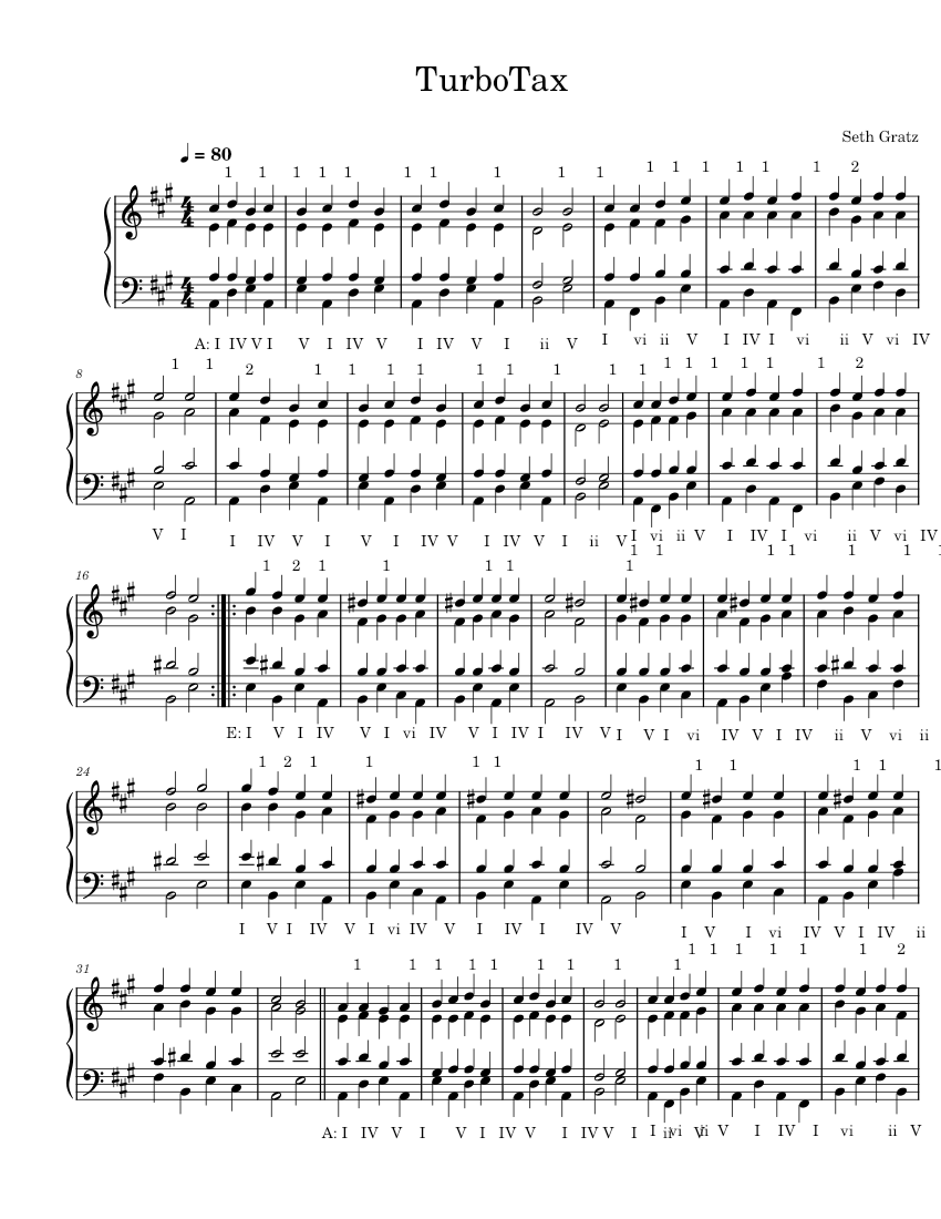 TurboTax Sheet music for Piano (Solo) Easy | Musescore.com