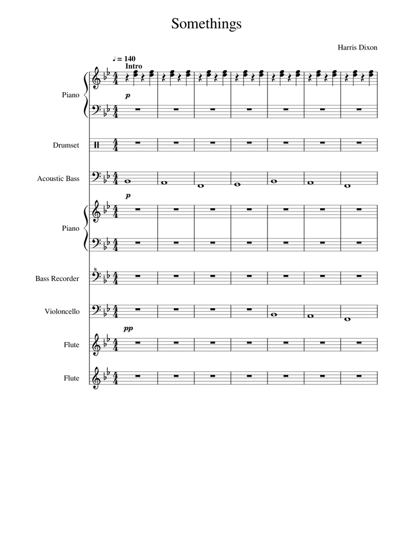 Somethings-Original Composition Sheet music for Piano, Flute, Cello ...