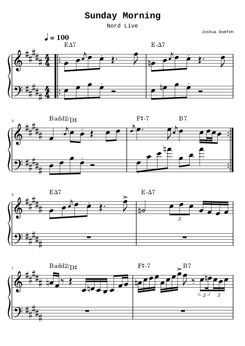 Sunday Morning – Joshua Domfeh Sheet Music with Chords for Piano (Solo ...