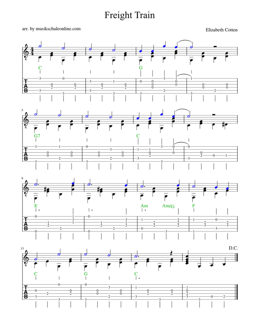 Freight Train - Fingerstyle Sheet music for Guitar (Solo) | Musescore.com