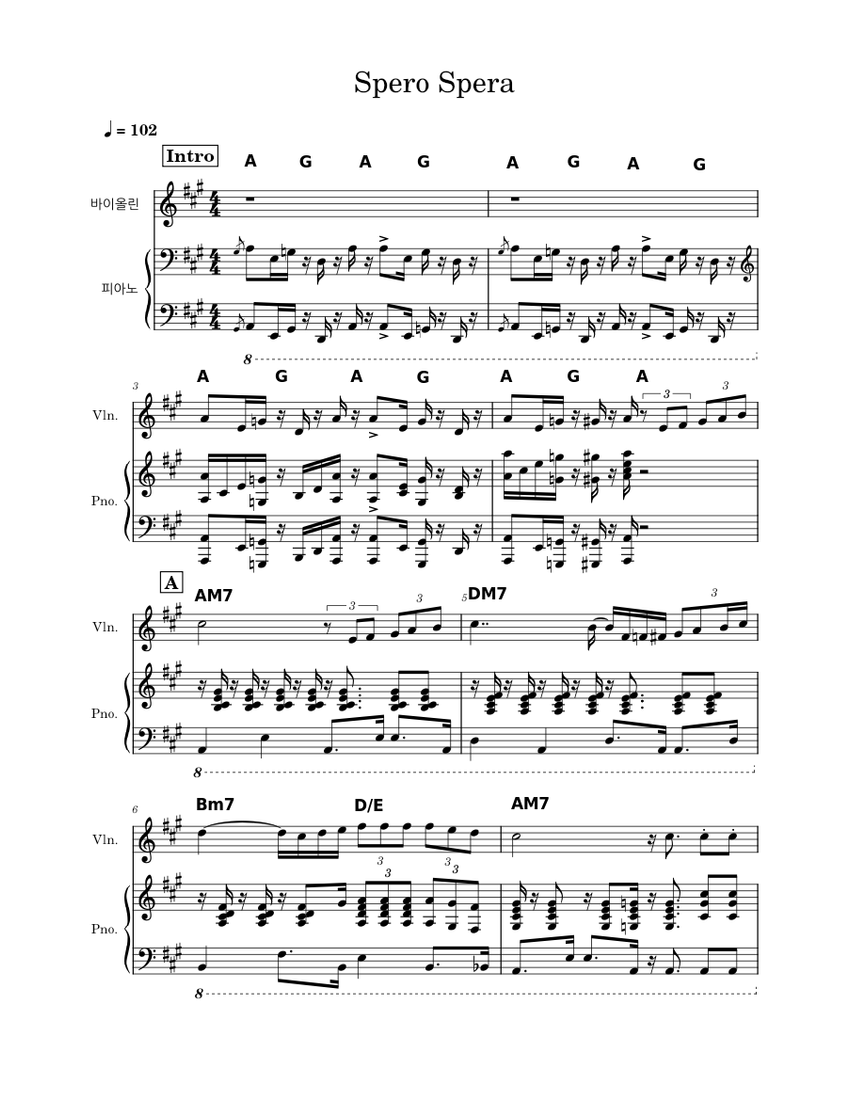 spero spera Sheet music for Piano, Violin (Solo) | Musescore.com