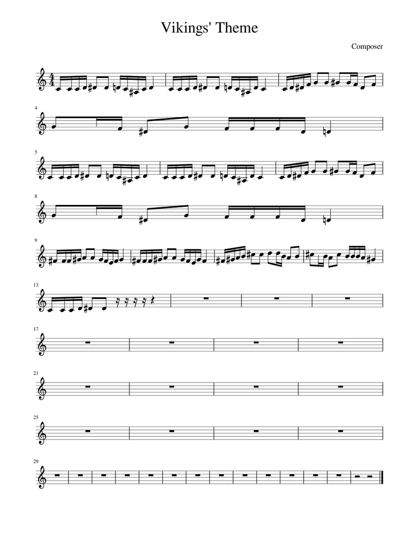 Vikings' Theme Sheet music for Piano (Solo) | Musescore.com