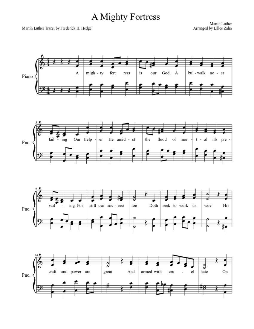 A Mighty Fortress - piano tutorial