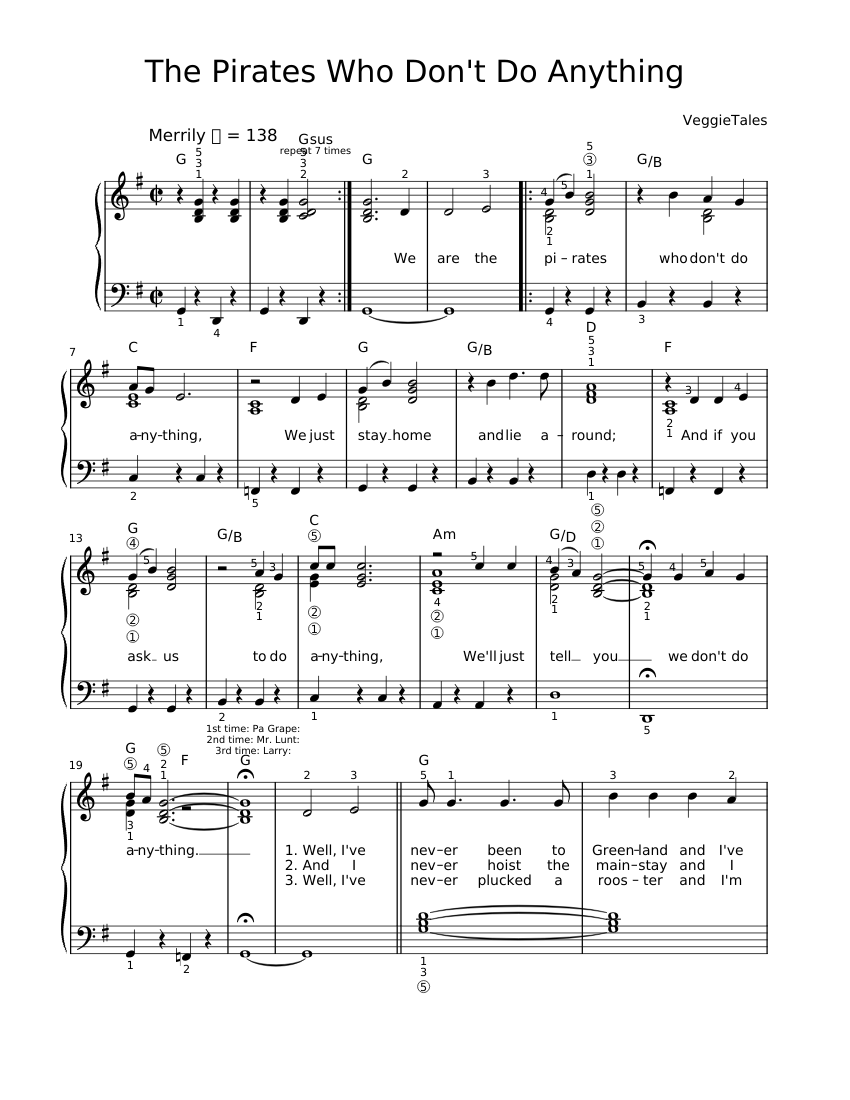 The Pirates Who Don't Do Anything Sheet music for Piano (Solo) Easy ...