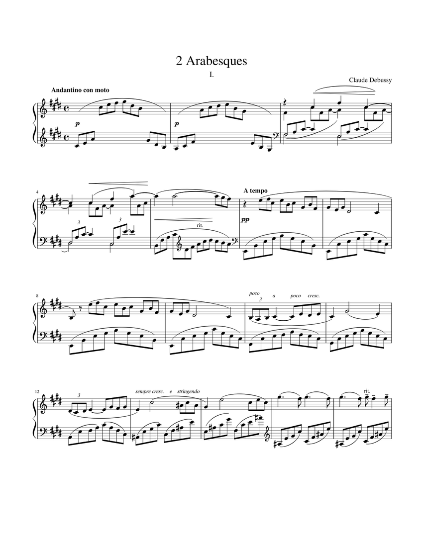 2 Arabesques No 1 Sheet music for Piano (Solo) | Musescore.com