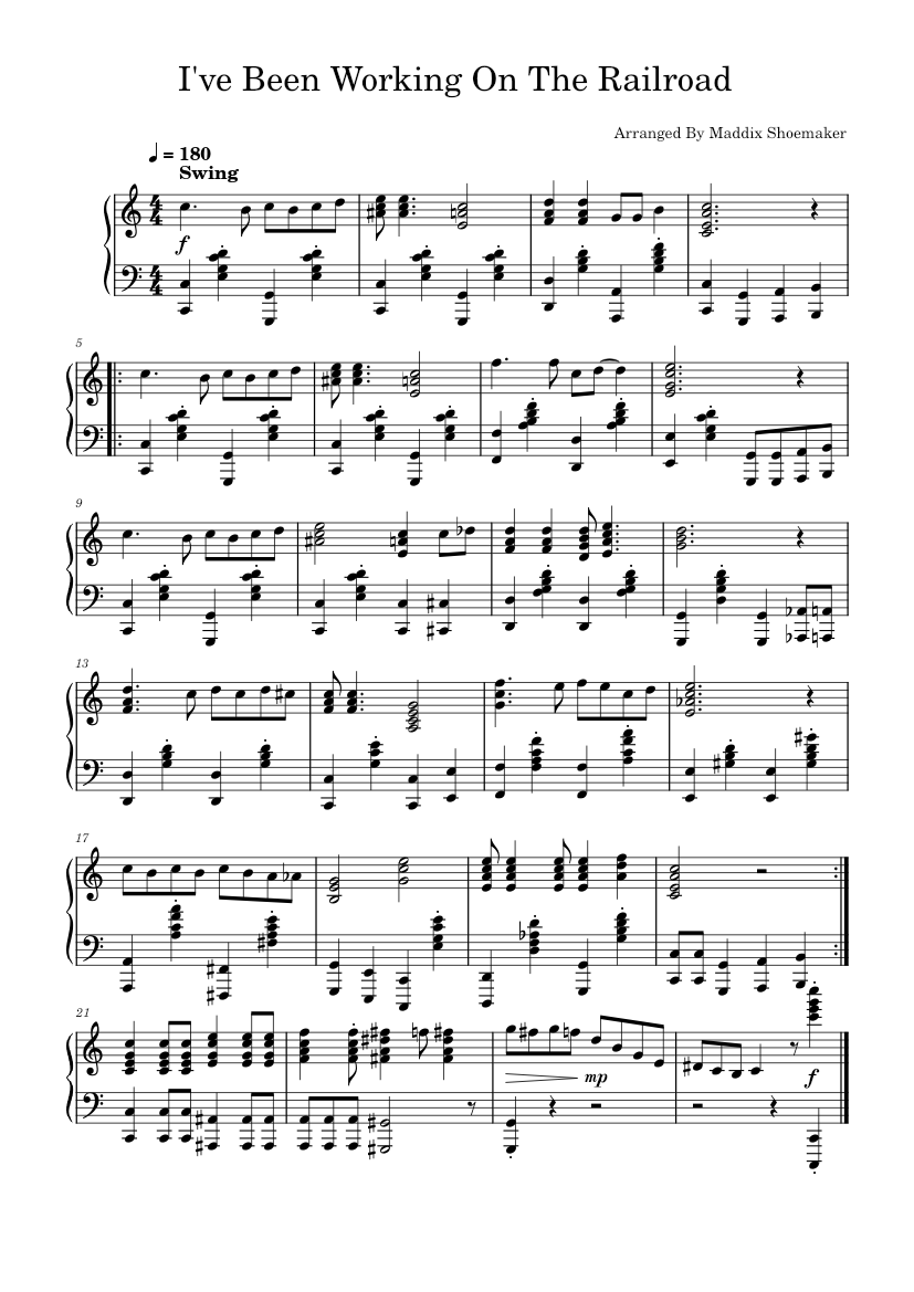 I've Been Working On The Railroad - Custom Arrangement Sheet music for ...