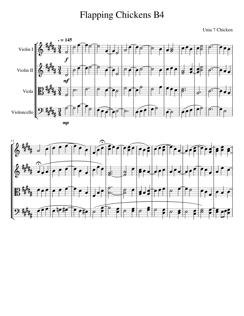Flapping_Chickens_B4 Sheet music for Violin, Viola, Cello (Solo ...