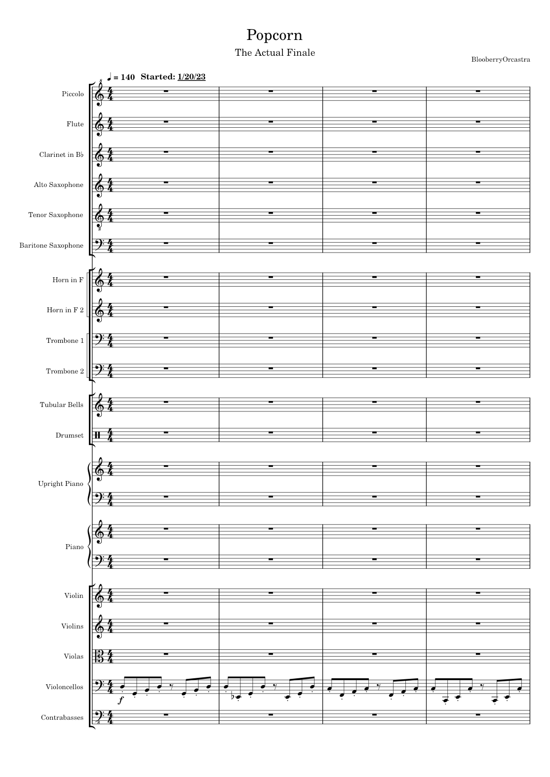 Popcorn - The Actual Finale Sheet Music for Piano, Trombone, Flute ...