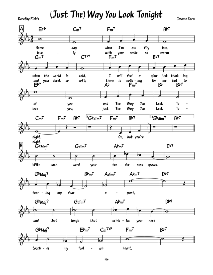 Just The Way You Look Tonight Sheet music for Piano (Solo) | Musescore.com