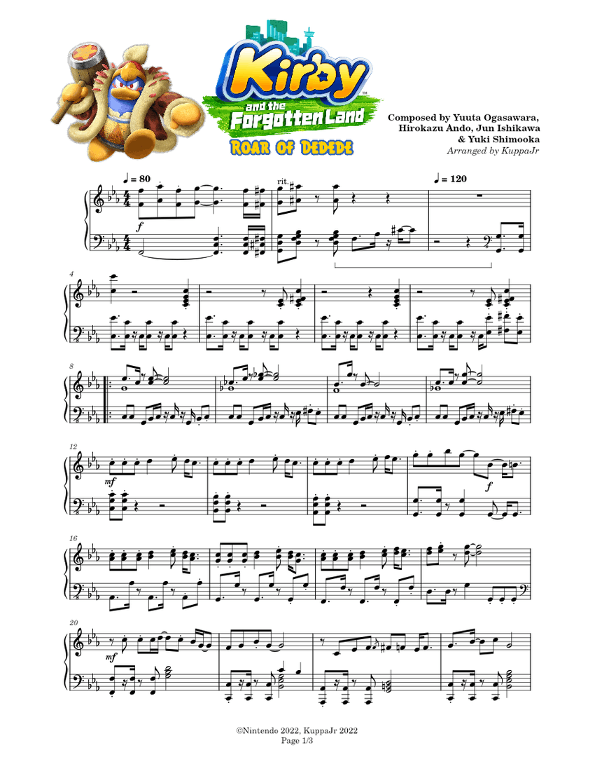 Roar of Dedede | Kirby and the Forgotten Land - piano tutorial