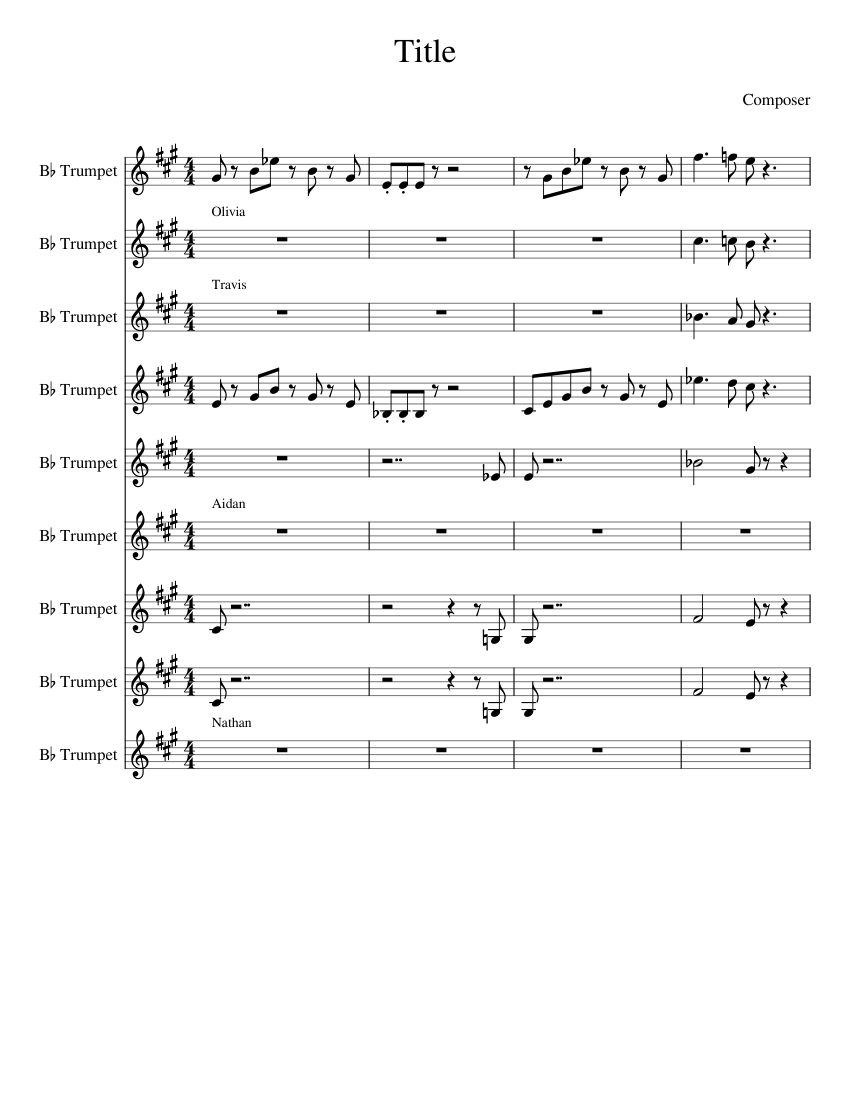 mii theme but its nine trumpets Sheet music for Trumpet in b-flat ...