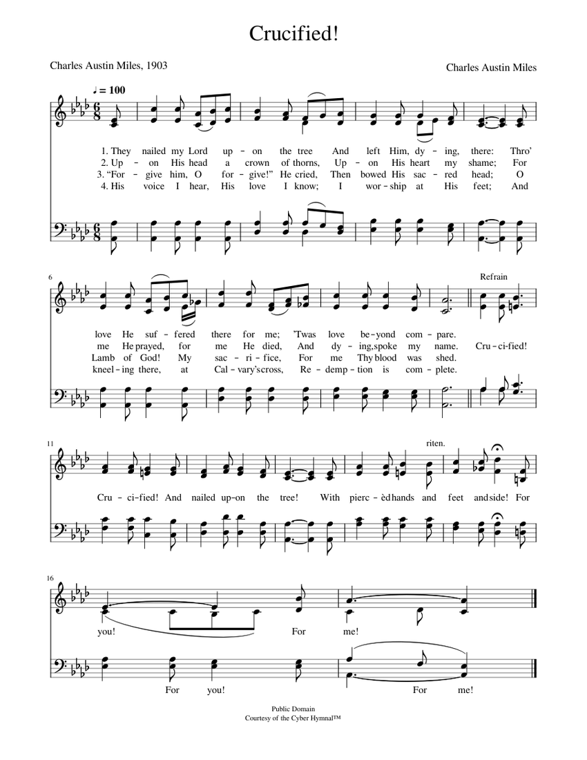 Crucified! - C. Austin Miles Sheet music for Piano (Piano Duo ...