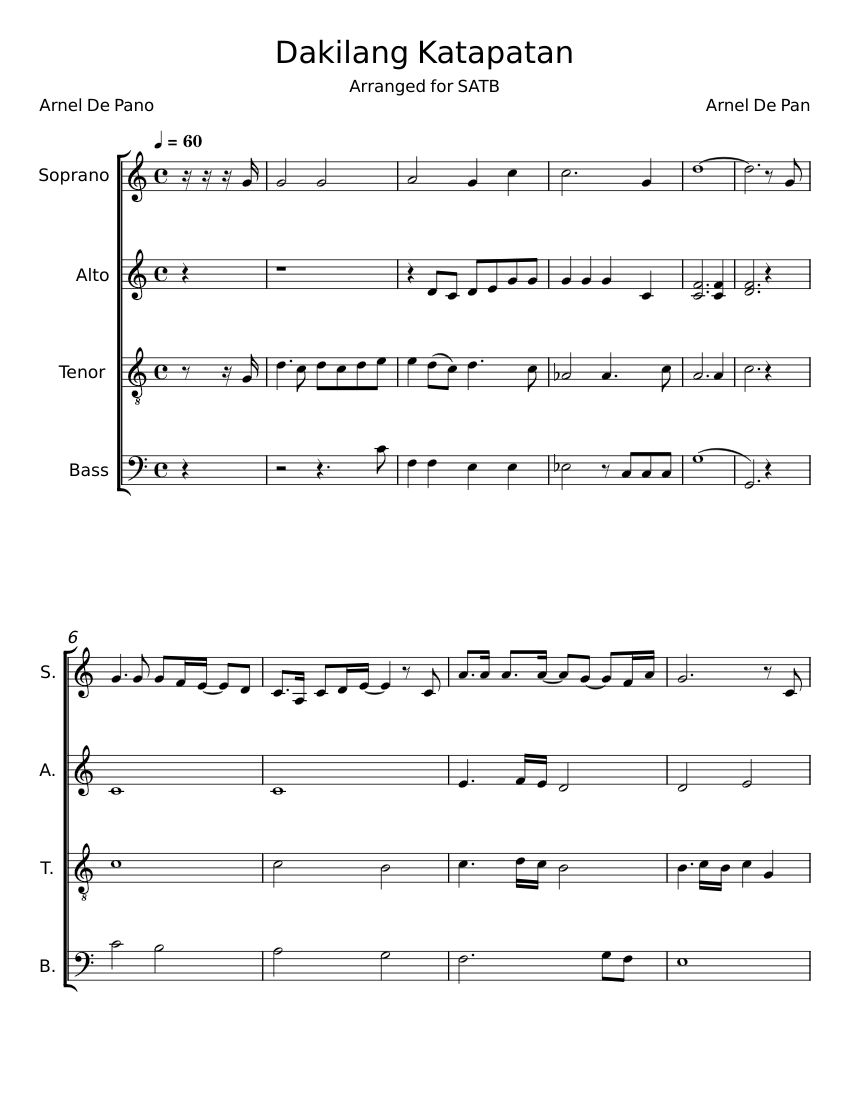 Dakilang katapatan - Arnel De Pano Sheet Music for Bass guitar ...