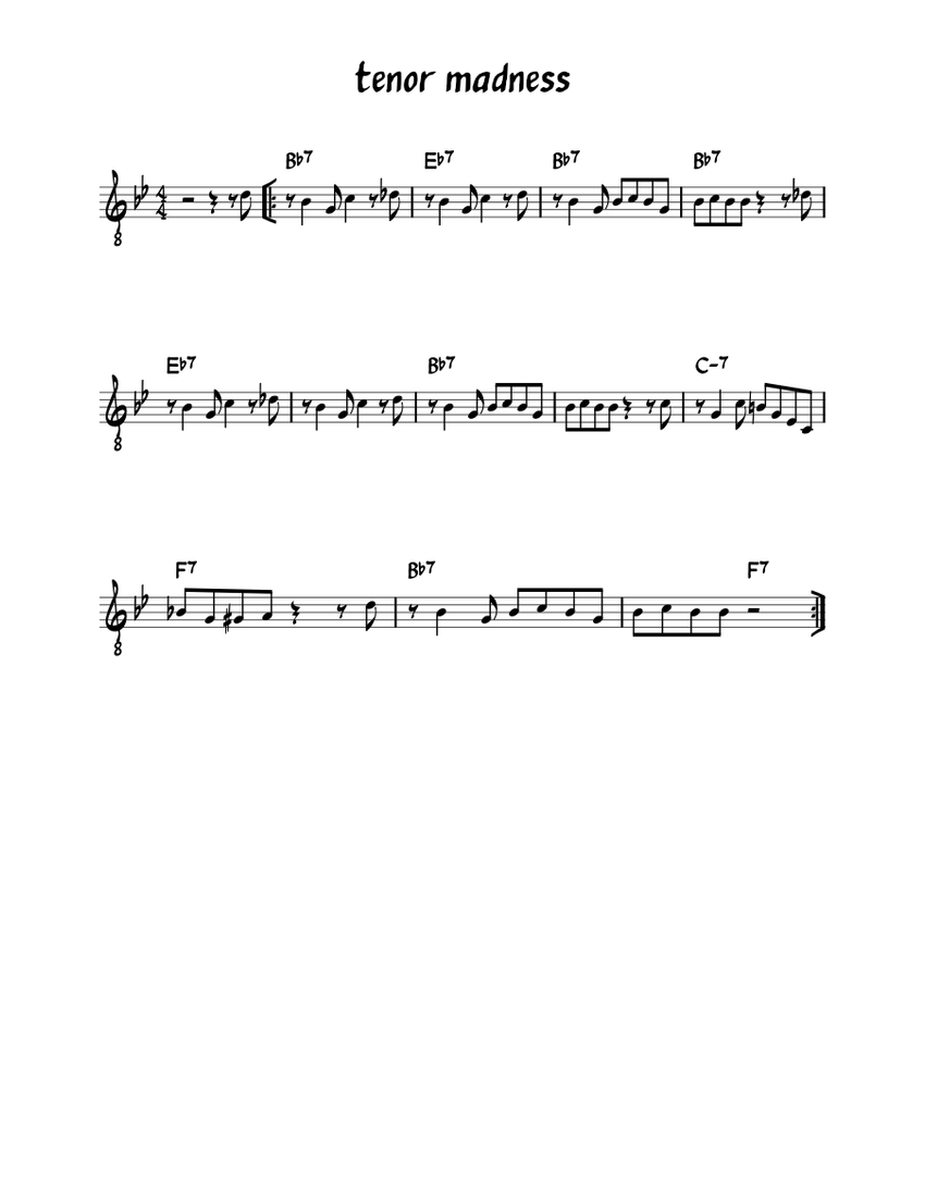 Tenor madness – Sonny Rollins tenor madness c Sheet music for Guitar ...
