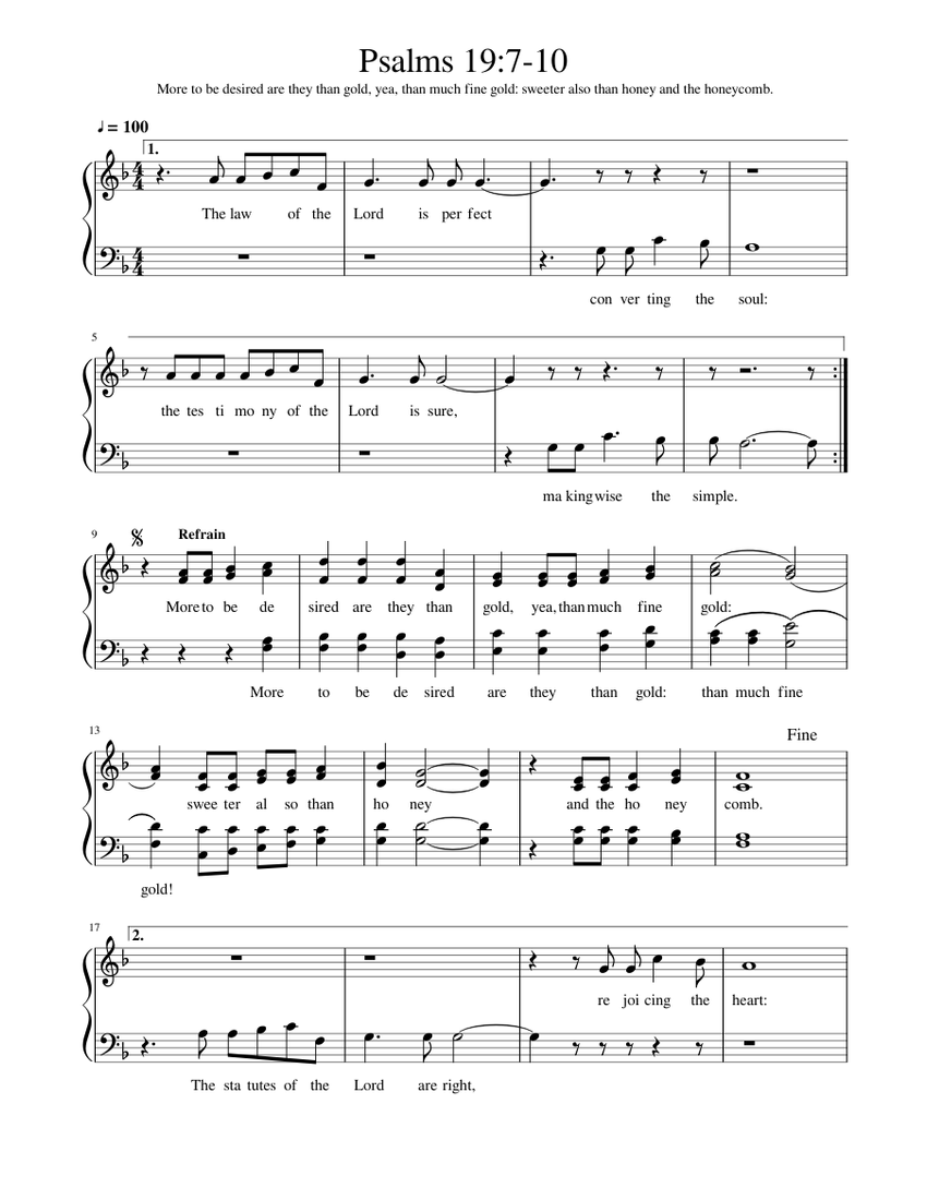 Psalms 19:7-10 Sheet music for Piano (Solo) | Musescore.com