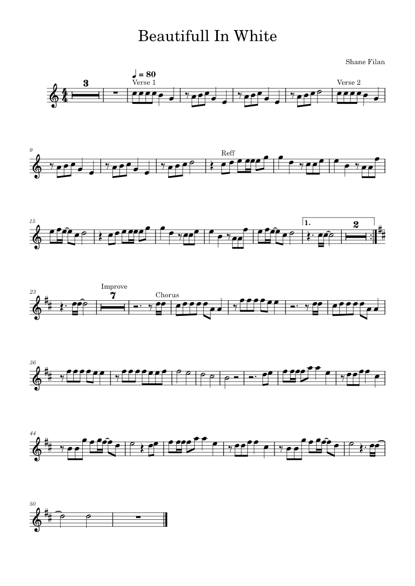 Beautiful In White – Shane Filan Sheet music for Violin (Solo ...