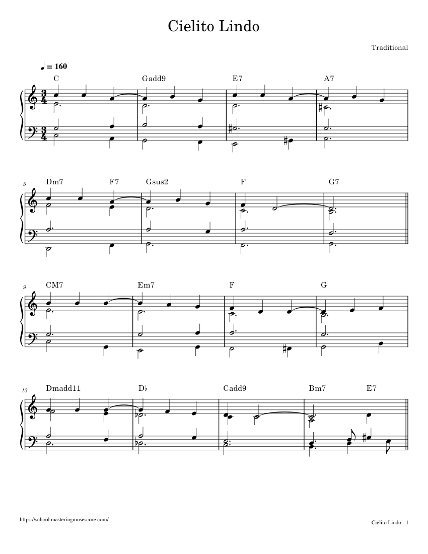 Cielito lindo – Misc Traditional Cielito chromatico Sheet music for Piano (SATB) Easy ...
