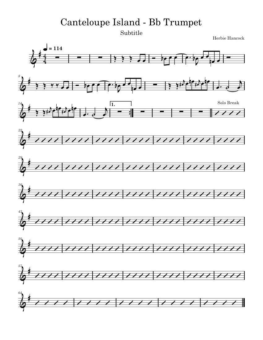 Cantaloupe island – Herbie Hancock (Bb Trumpet) Sheet music for Trumpet other (Solo) | Musescore.com