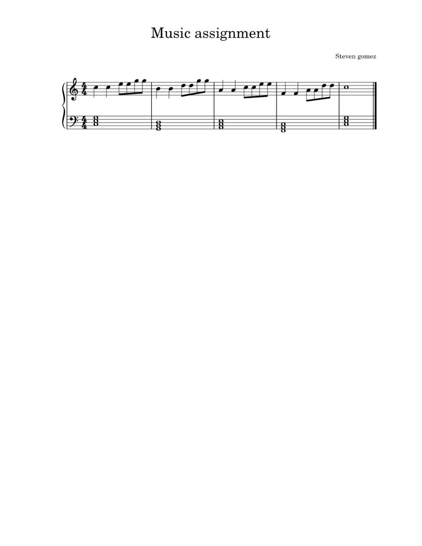 Music assignment Sheet music for Piano (Solo) Easy | Musescore.com