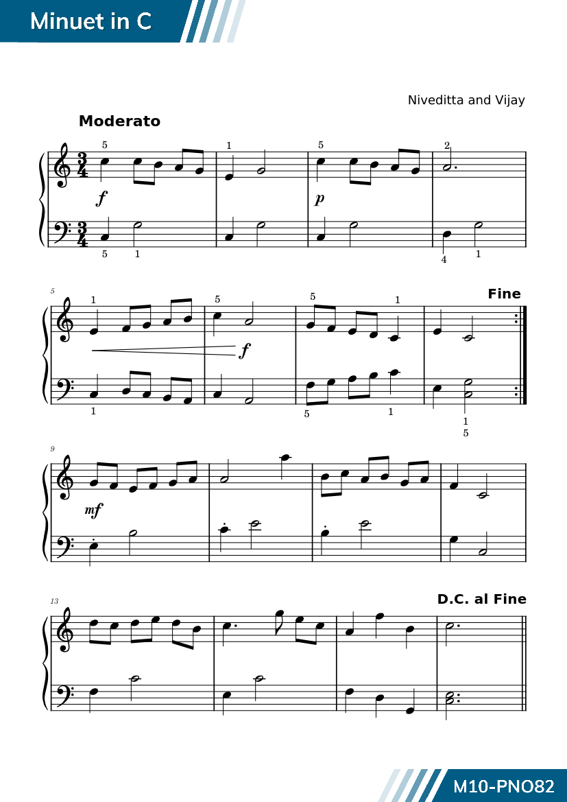 Minuet in C Sheet music for Piano (Solo) Easy | Musescore.com