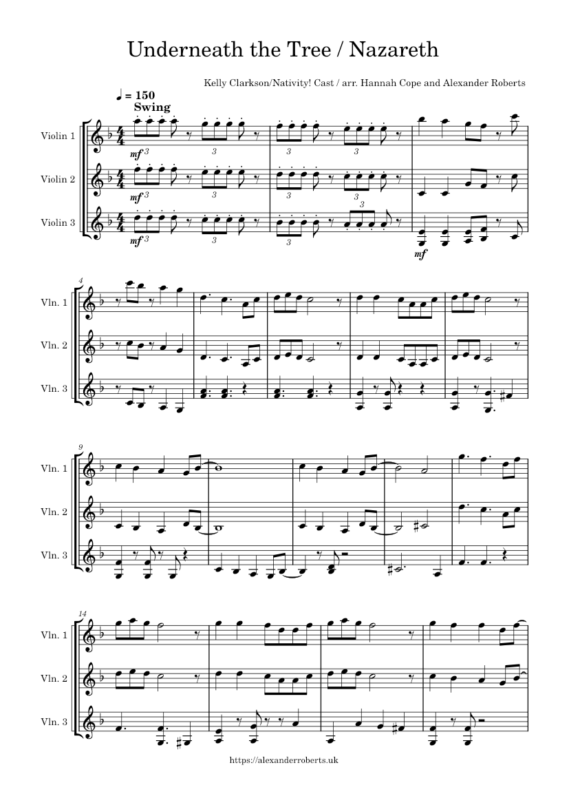 Underneath the tree / Nazareth - Christmas medley Sheet Music for ...