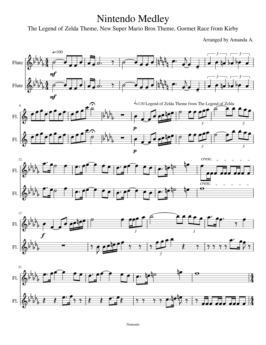 Nintendo Medley Sheet Music for Flute (Woodwind Duet) | MuseScore.com
