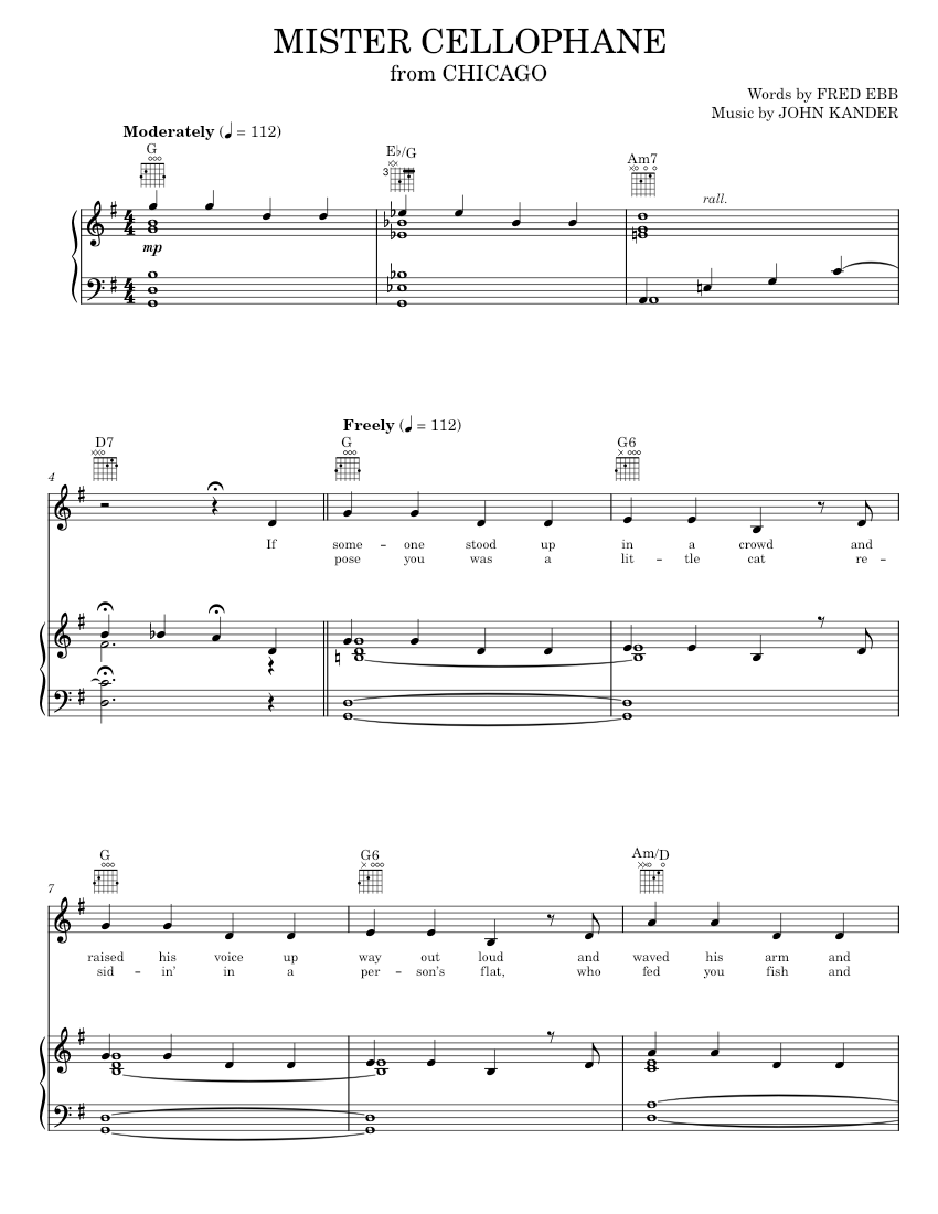 Play Official version of Mister Cellophane Sheet Music by John Kander ...