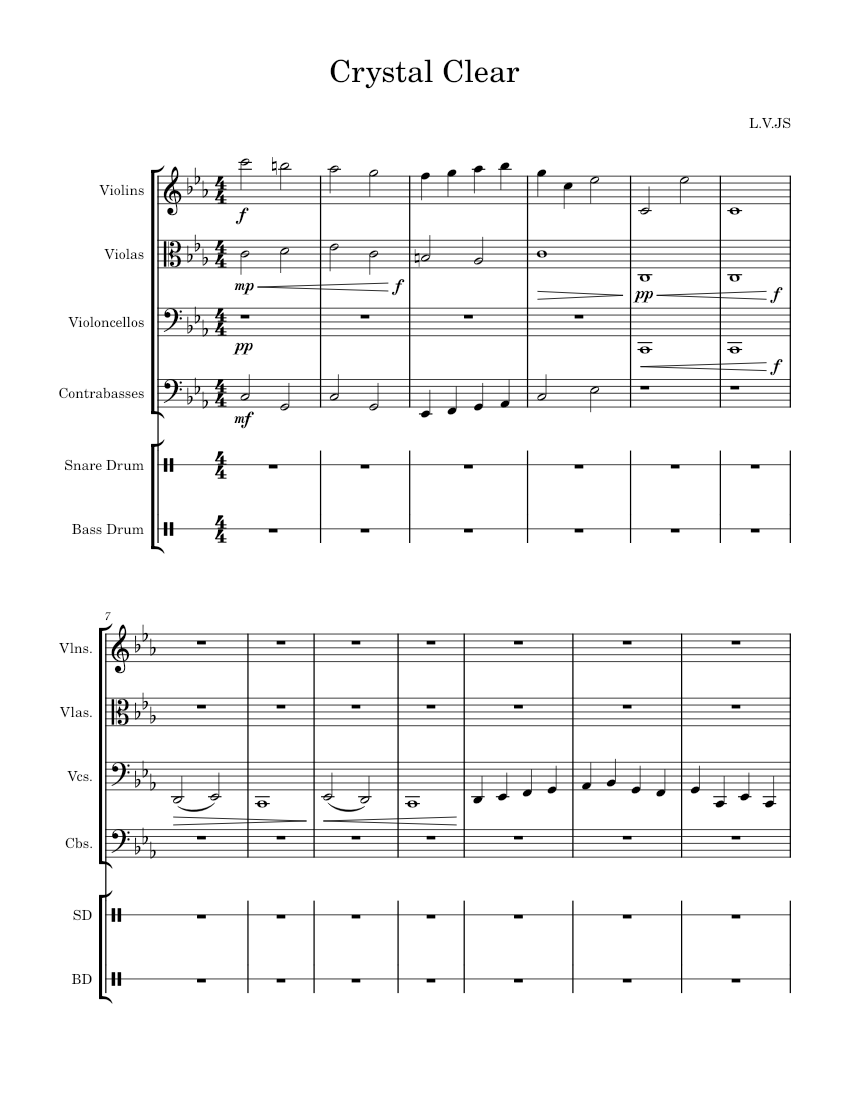 Crystal Clear - Lucas Visser Sheet music for Strings group (String Ensemble) | Musescore.com