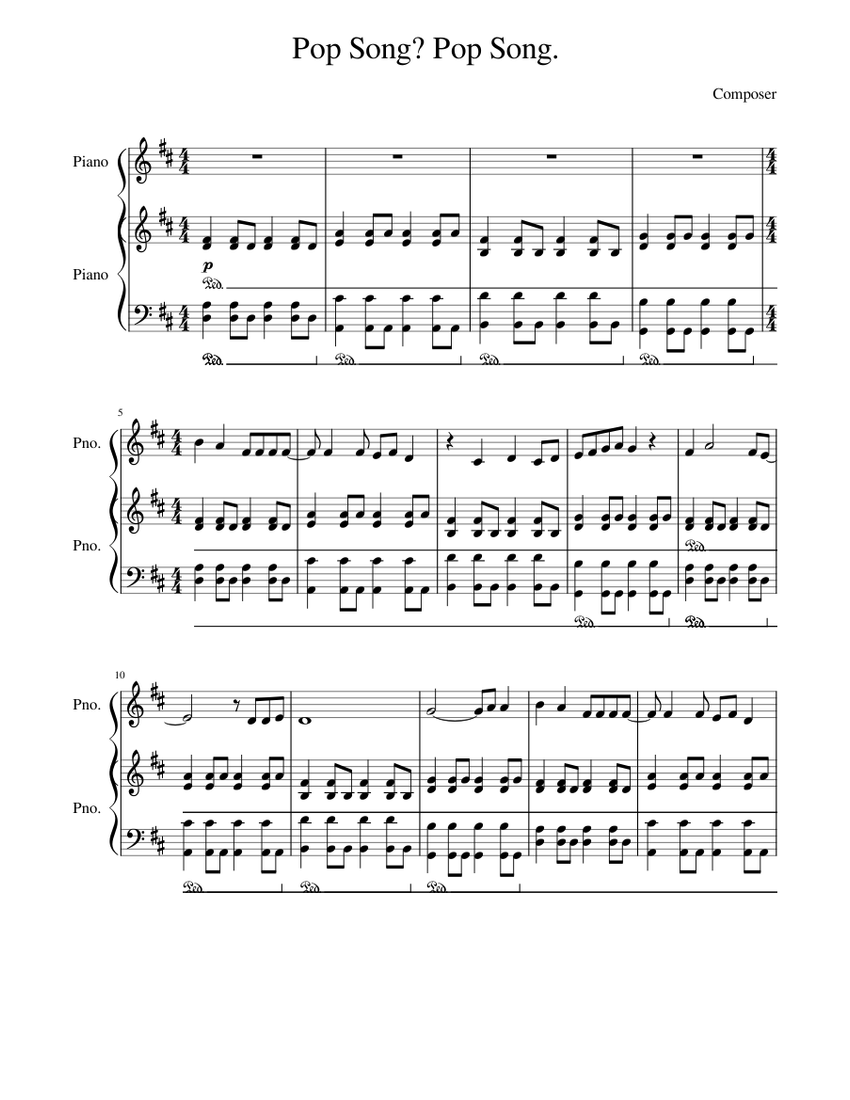 Pop Song Sheet music for Piano (Piano Duo) | Musescore.com
