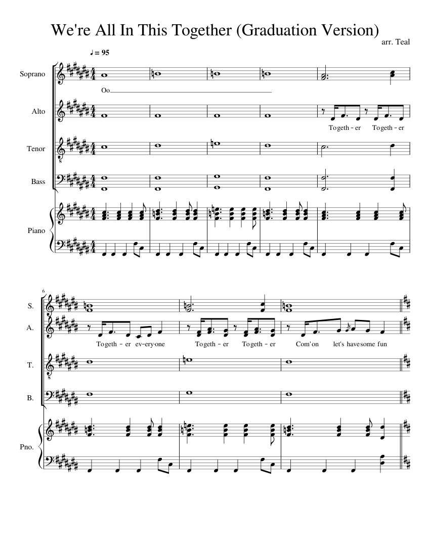 We're All In This Together (Graduation Version) Sheet music for Piano ...