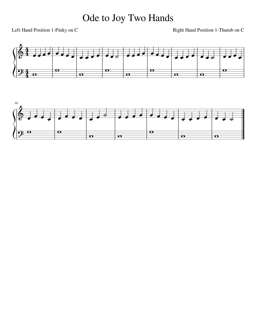 Ode to Joy Two Hands Sheet music for Piano (Solo) | Musescore.com