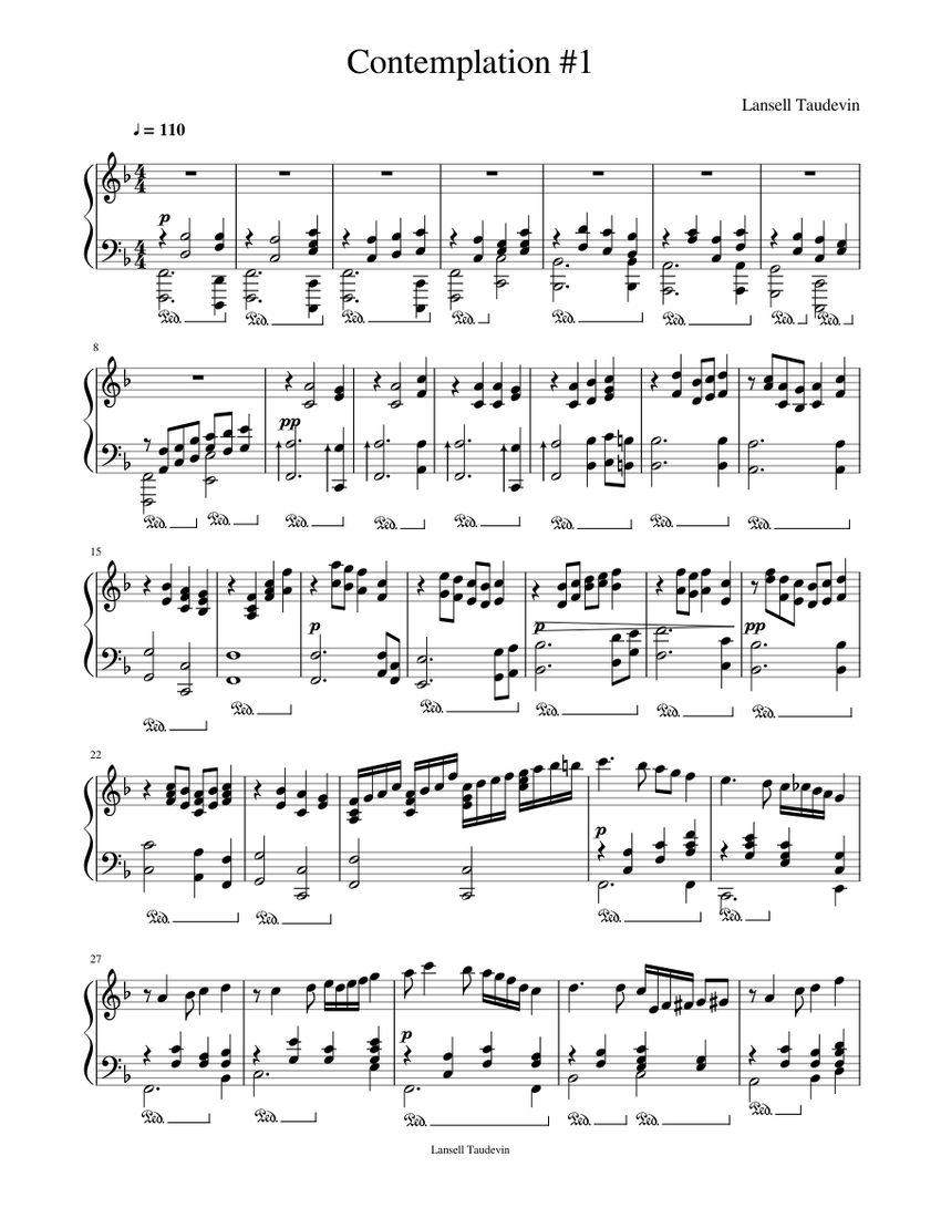 Contemplation #1 Sheet music for Piano (Solo) | Musescore.com