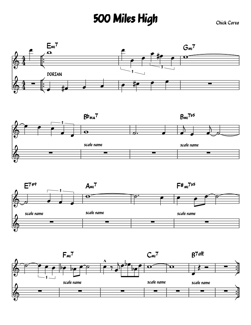 500 miles hight Sheet music for Piano, Violin (Solo) | Musescore.com