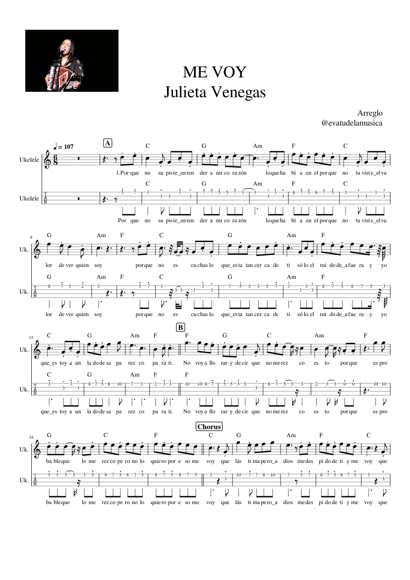 Me voy – Julieta Venegas Julieta-Venegas-Me-Voy en C Sheet Music and ...