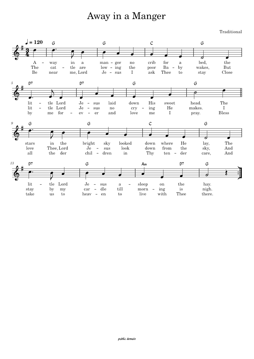 Away in a manger – Misc Christmas (Lead Sheet - Melody, Chords and ...