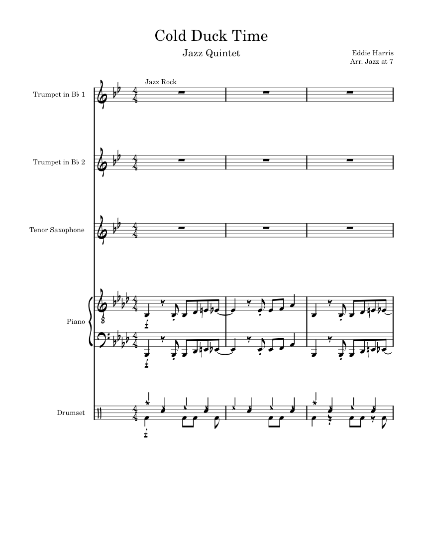 Cold duck time – Eddie Harris Cold Duck Time Sheet music for Piano ...