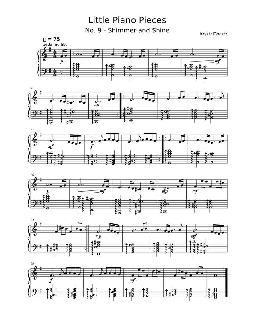 Shimmer and Shine - KrystalGhostz Sheet music for Piano (Solo) Easy | Musescore.com