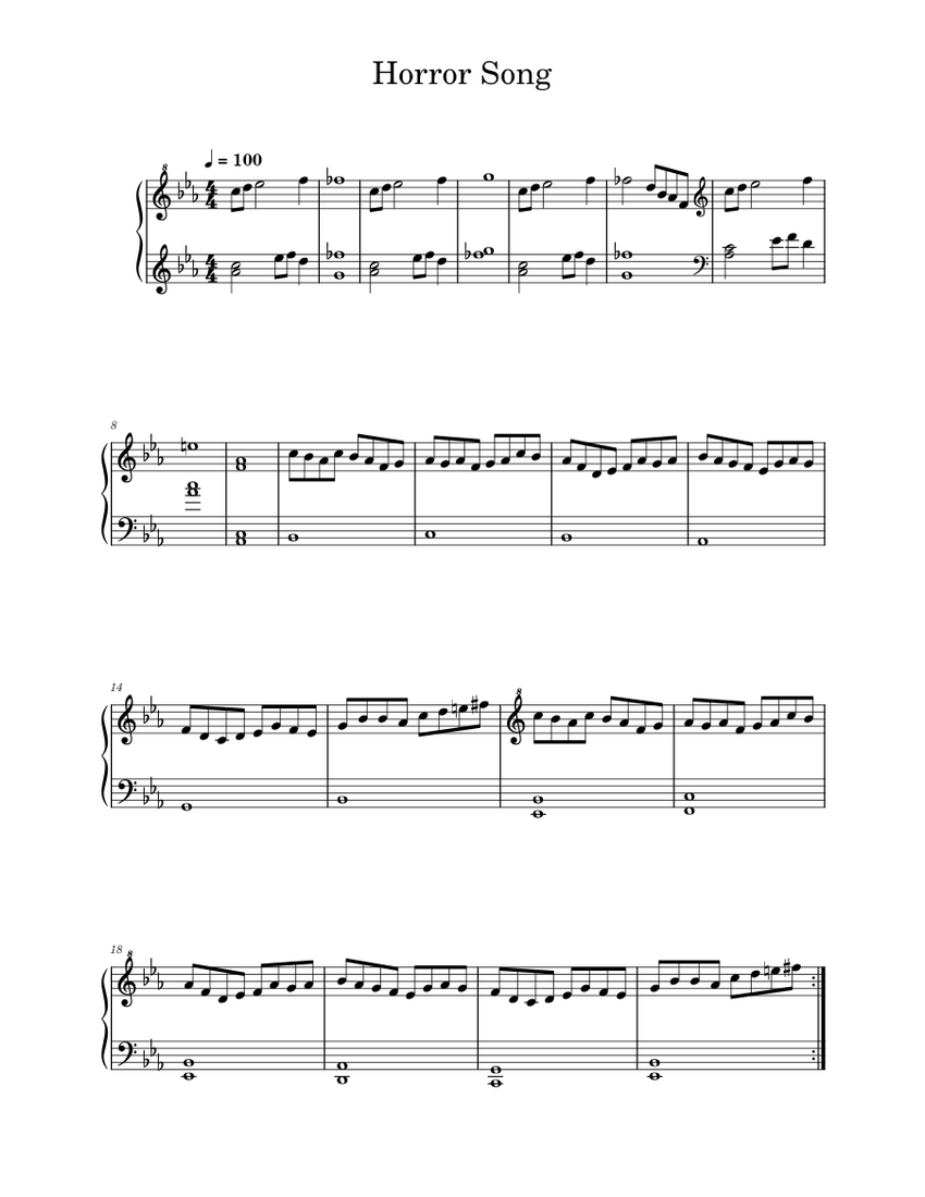 Horror Song- Screams of Terror Sheet music for Piano (Solo) Easy ...