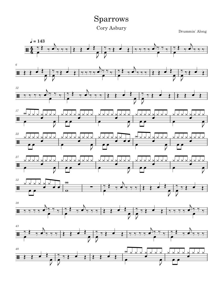 Sparrows – Cory Asbury Sheet music for Drum group (Solo) | Musescore.com