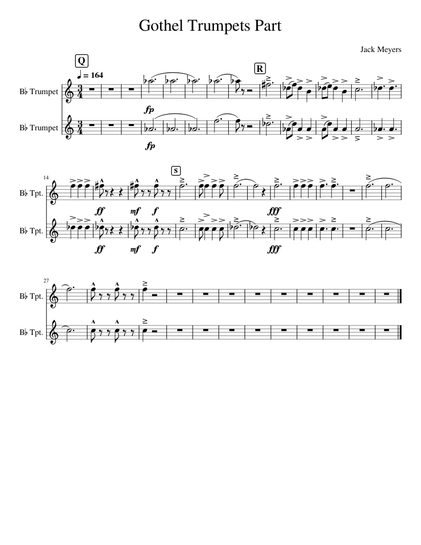 Trumpets_Part Sheet music for Trumpet in b-flat (Brass Duet ...