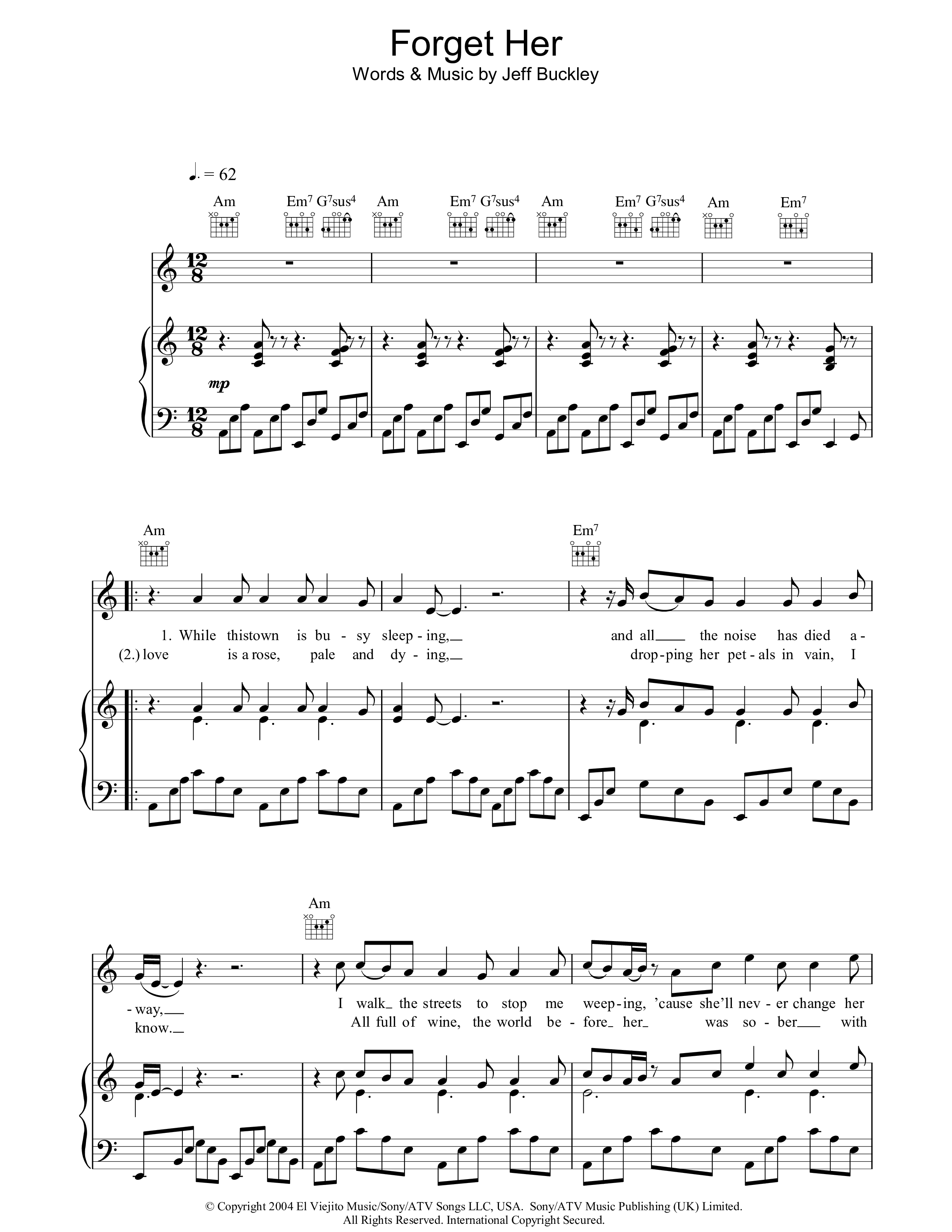 Play Official version of Forget her Sheet Music by Jeff Buckley for ...
