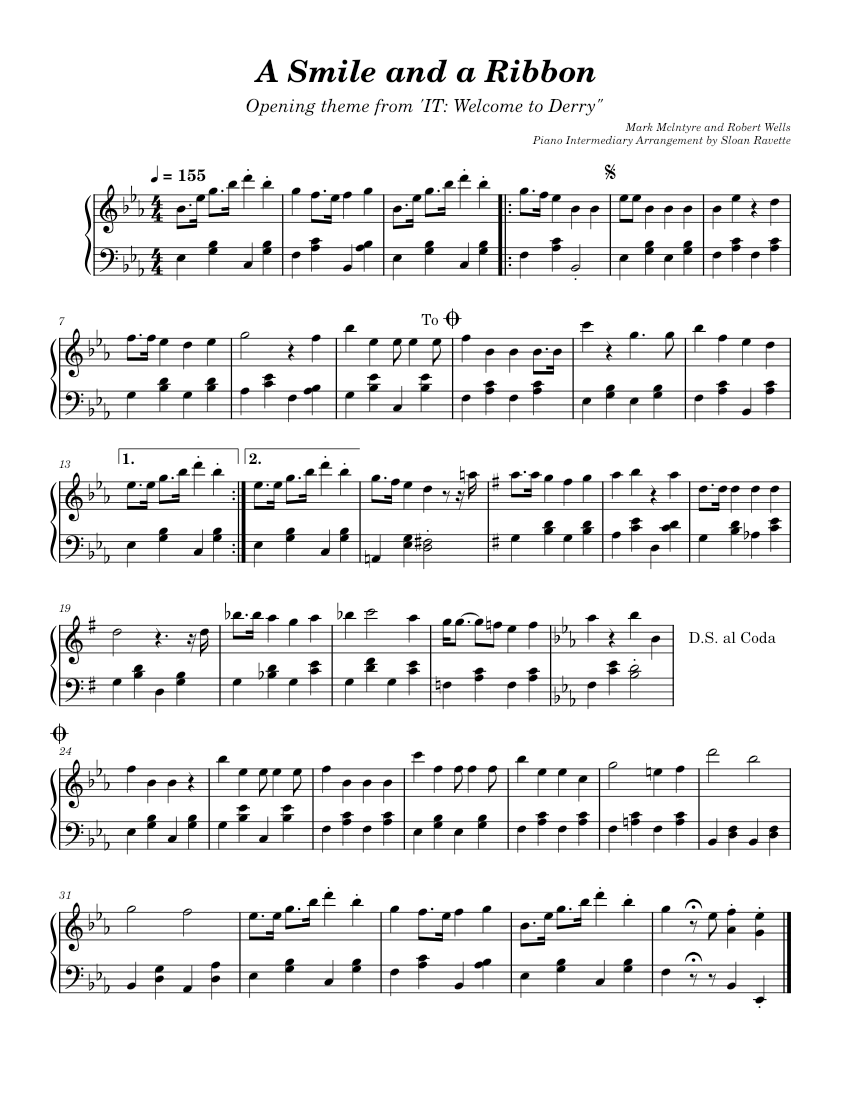 A Smile and a Ribbon – Mark McIntyre, Robert Wells Sheet Music for ...