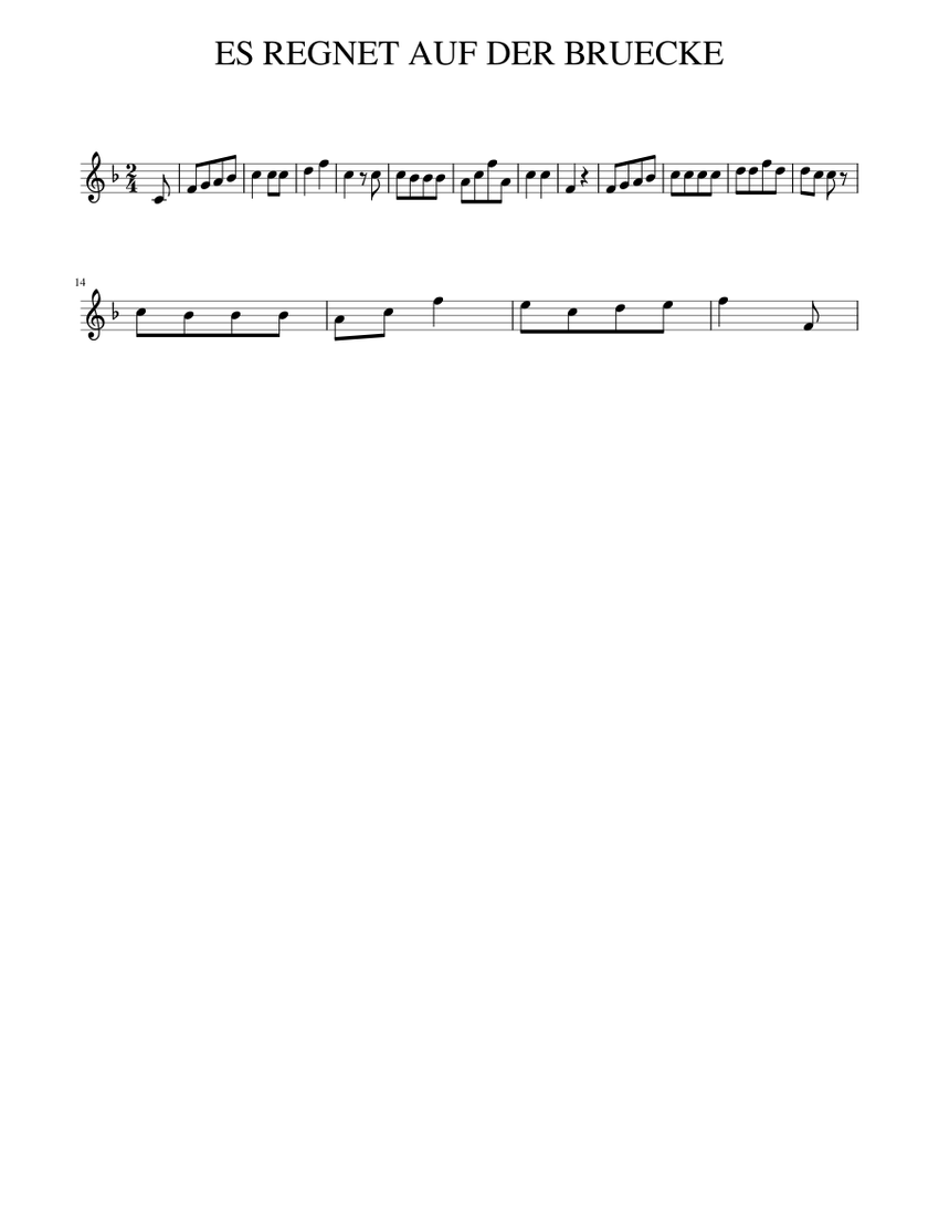 ES REGNET AUF DER BRUECKE Sheet music for Piano (Solo) Easy | Musescore.com