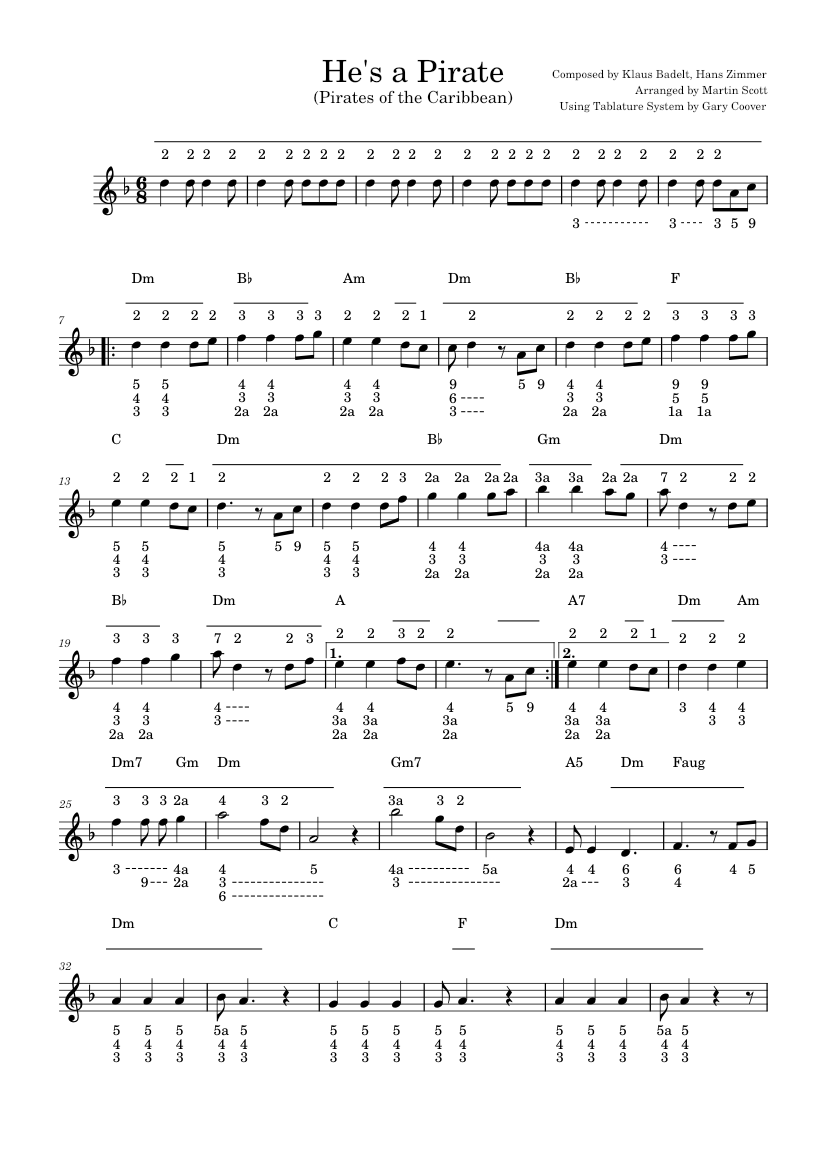 He's a Pirate – Klaus Badelt (Anglo Concertina) Sheet music for Piano ...