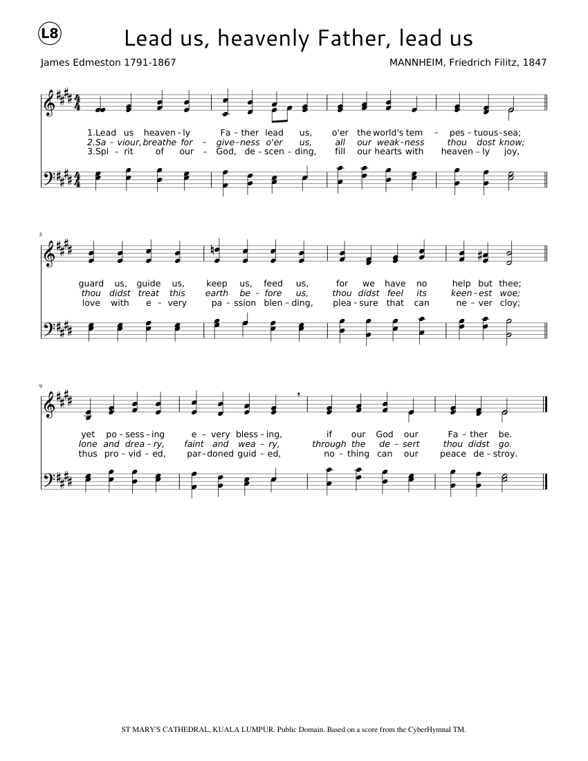Lead us, heavenly Father, lead us (Mannheim) Sheet Music for Organ ...